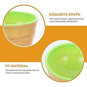 Zerodeko 4 Sets Plastic Ice Cream Bowl with Spoons Double Layer Ice Cream Cups Candy Color Reusable Dessert Bowls Sundae Cups Yogurt Dishes Mixing Bowls