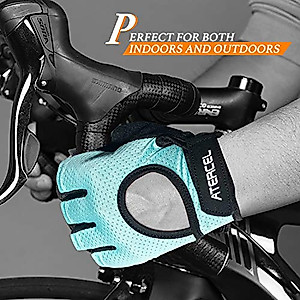 ATERCEL Weight Lifting Gloves Full Palm Protection, Workout Gloves for Gym, Cycling, Exercise, Breathable, Super Lightweight for Men and Women(Aqua, S)