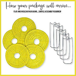 Just Artifacts 8-Inch Lemon Yellow Chinese Japanese Paper Lanterns (Set of 5, Lemon Yellow)