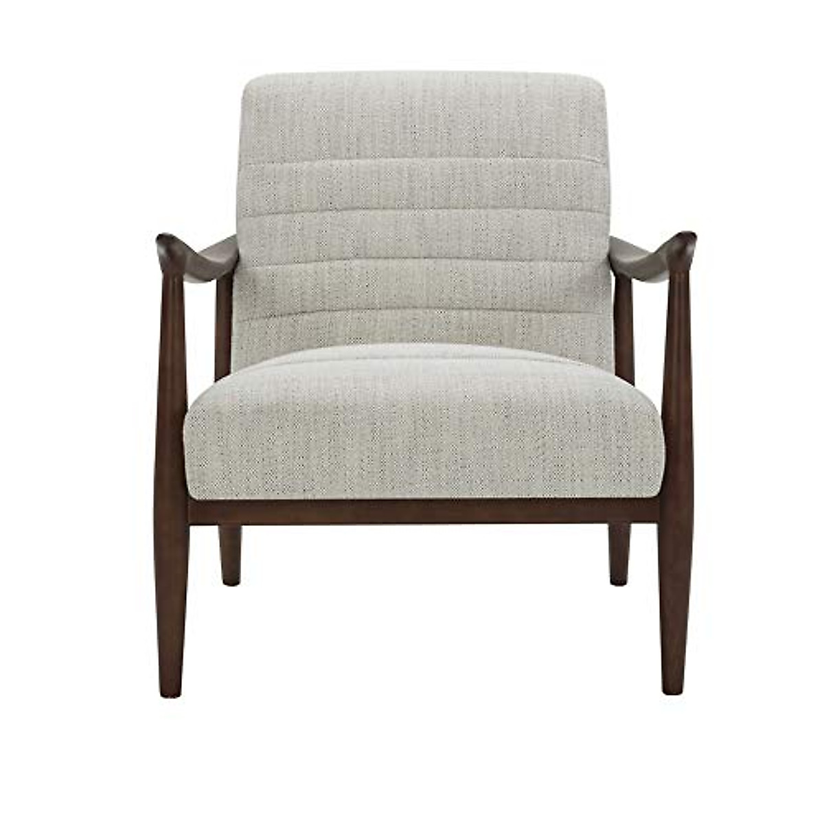 Amazon Brand – Rivet Spear Mid-Century Modern Channel Tufted Accent Chair with Wood Arms, 29.1"W, Ivory-Grey