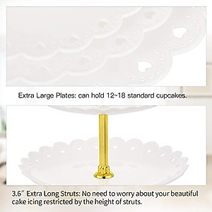 NWK Large 3-Tier Cupcake Stand 10.9Inch Plastic Serving Tray for Wedding Birthday Baby Shower Summer Autumn Halloween Party (Gold)