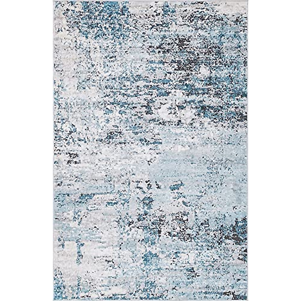 Rugs.com Leipzig Collection Area Rug – 5X8 Blue Low-Pile Rug Perfect for Bedrooms, Dining Rooms, Living Rooms
