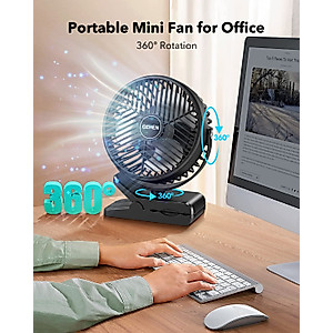 GEHEN Portable 3-Speed Clip-on Fan with Sturdy Clamp 10000mAh Battery-Powered Clip Fan Rechargeable Ultra-Quiet for Bedroom Office Camping & Stroller