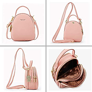 Backpack Purse for Women, Aeeque Leather Ladies Shoulder Bag Crossbody Phone Bags Handbags Girls Black Mini Backpacks Clutch Wallet for Samsung Galaxy J3 J7 S9 S8 Plus Note 9 8 iPhone XR 8 7 6S Huawei