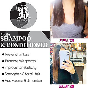 B THE PRODUCT High Potency Biotin Hair Growth Shampoo & Conditioner Set - Fortified with Vitamins E, A, C & B for Fastest Hair Growth (8.5oz.)