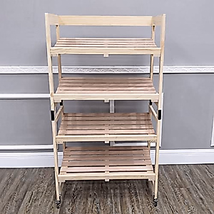 FixtureDisplays® 4-Tier Bakery Bread Rack with Angled Shelves Wooden Display Rack Bread Store Rack 30X18X55" 101143-NPF