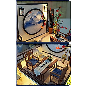 Kisoy Dollhouse Miniature with Furniture Kit, Handmade Chinese Style Loft DIY House Model for Teens Adult Gift (Bamboo Fragrance)
