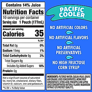 Capri Sun Pacific Cooler, 6 Fl Oz Pouches, 10 Pack