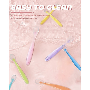 8 Pcs Silicone Baby Spoons First Stage, Baby Spoons Self Feeding 6+ Months, Toddler Utensils for Baby Led Weaning