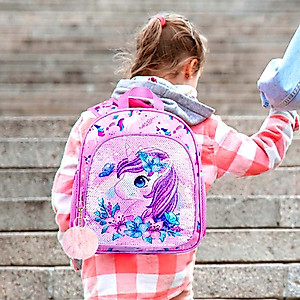 UFNDC Toddler Backpack for Girls, Kids Cute Unicorn Preschool Bookbag,Kindergarten Sequin School Bag