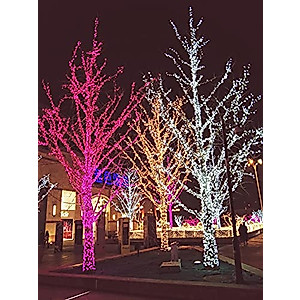 OZS-Solar String Lights Outdoor, 2PK Each 72ft 200LED Pink Solar String Lights, Copper Wire 8 Modes Solar Fairy Lights for Garden Party Valentine's Day Decorations(Pink Light)