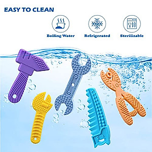 5PCS Baby Teething Toys, Silicone Sensory Teether Toys for Babies, Infant Toys 0-6 Baby Shower Gifts for 3 9 12 18 Month 1 One Year Old Girls Boys, Newborn Kids Toddler Chew Toy, Travel Toys, BPA Free