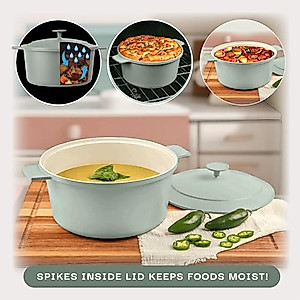 Gotham Steel 5 Qt Dutch Oven Pot with Lid, Nonstick Ceramic Dutch Oven Stock Pot, 10 in 1 Cooking Pot & Dutch Oven for Bread Baking, Stovetop Oven & Dishwasher Safe, Sage Green