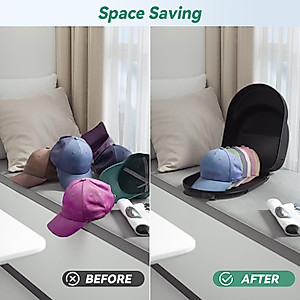 CLESOO Travel Hat Case - Hard Hat Case for Baseball Caps with Removable Storage Bag - Lids Cap Organizer Holder with Adjustable Shoulder Strap for Traveling & At-Home Storage