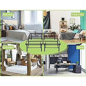 Ckofgdsue 14 Inch High Full Size Bed Frame Foldable Easy Assembly Platform Bed with Steel Slat Support & Storage Space for Bedroom Camping Tent Noise Free Metal Bed Frame Full No Box Spring Needed