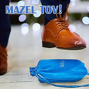 Tticai Jewish Style Wedding Chuppah Breaking Glass Dark Blue Glass Vessel Wedding Engagement Gift with Drawstring Bag for Jewish Style Wedding Engagement Anniversary