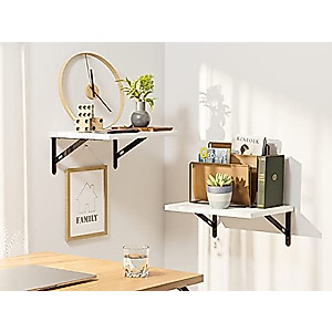 SUPERJARE Wall Mounted Floating Shelves, Set of 2, Wide Display Ledges, 11.8 Inch Deep, Large Storage Rack for Room/Kitchen/Office - White