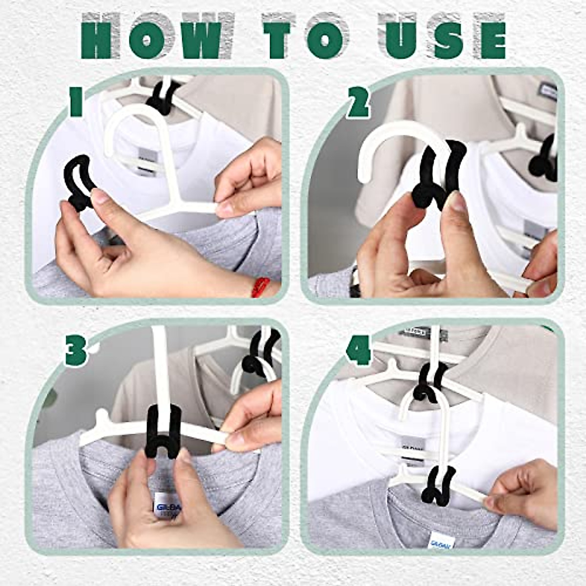 150 Pcs Velvet Clothes Hanger Connector Hooks, Hanger Extender Clips, Space Saving Cascading Hanger Hooks for Organizer Closet, Black