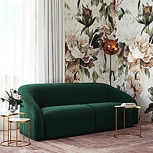 TOV Furniture Yara 31.3" H Velvet Upholstered Sofa in Pleated Forest Green
