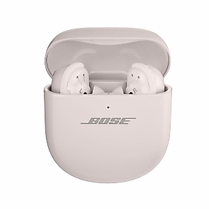 Bose QuietComfort Ultra True Wireless Bluetooth Adjustable Noise Cancelling Earbuds, Spatial Audio, Up to 6 Hours of Play Time, White Smoke Bundle with Fit Kit