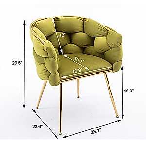 Kakotito Luxury Handmade Accent Chair with Gold Legs, Modern Velvet Armchair for Living Room and Bedroom, Silla de Acento (Green)