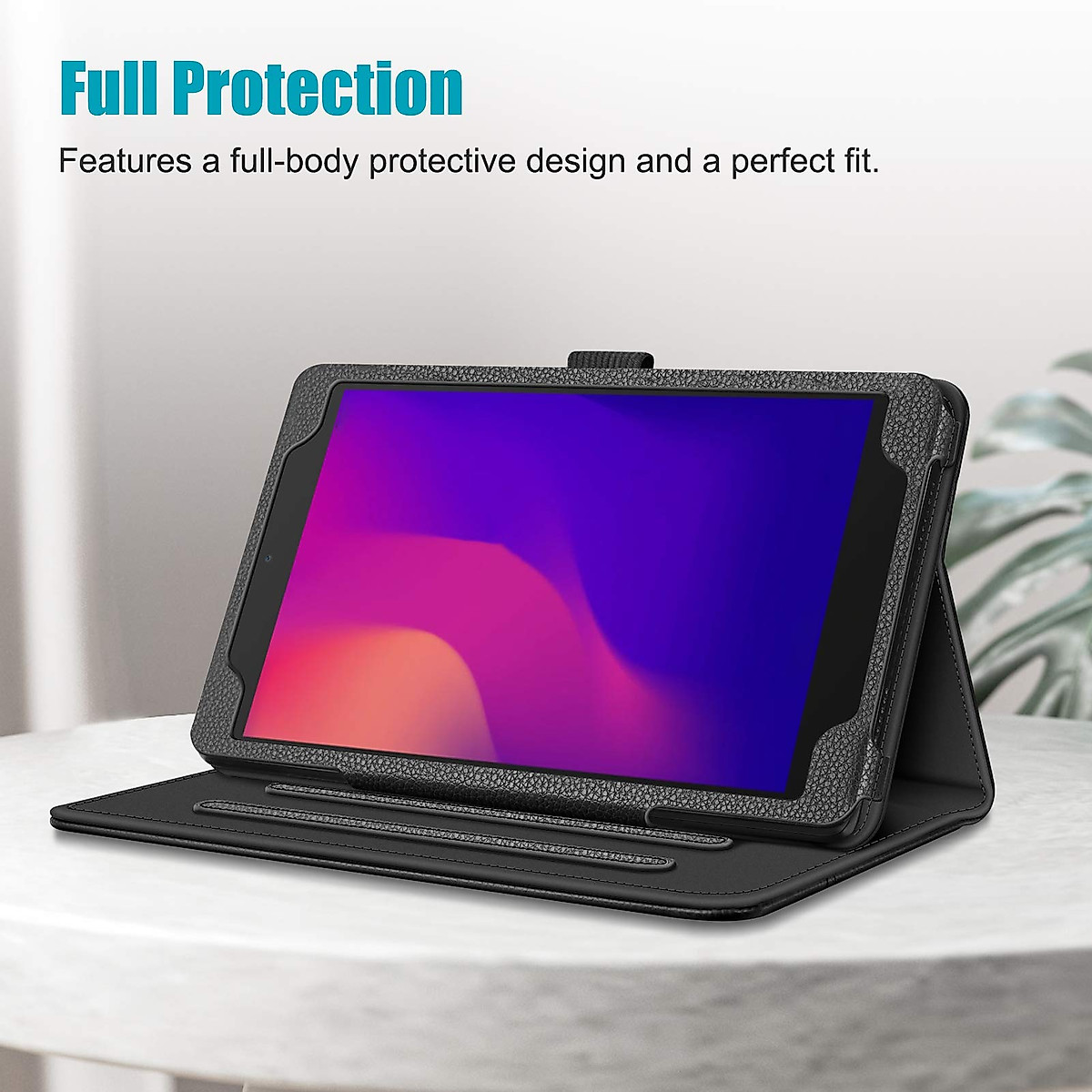 Fintie Case for Alcatel Joy Tab 2 (9032Z) / TCL Tab 8 (9038s) Tablet - [Hands Free] Multiple Angle Viewing Folio Stand Cover with Pocket (Black)