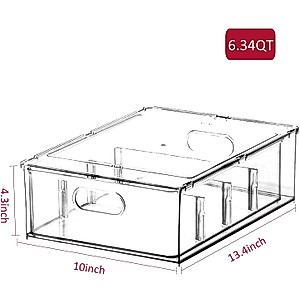 Refrigerator Organizer Bins with Pull-out Drawer, Large Stackable Fridge Drawer Organizer Set with Handle, BPA-free Drawable Clear Storage Cases for Freezer, Cabinet, Kitchen, Pantry Organization