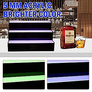 Ganggend 16 Inch 3-Step LED Lighted Liquor Bottle Display Shelf, LED Bar Shelves for Home/Commercial Bar Living Room Accessories and Decor Acrylic, Lighted Bottle Display with Remote & App Control