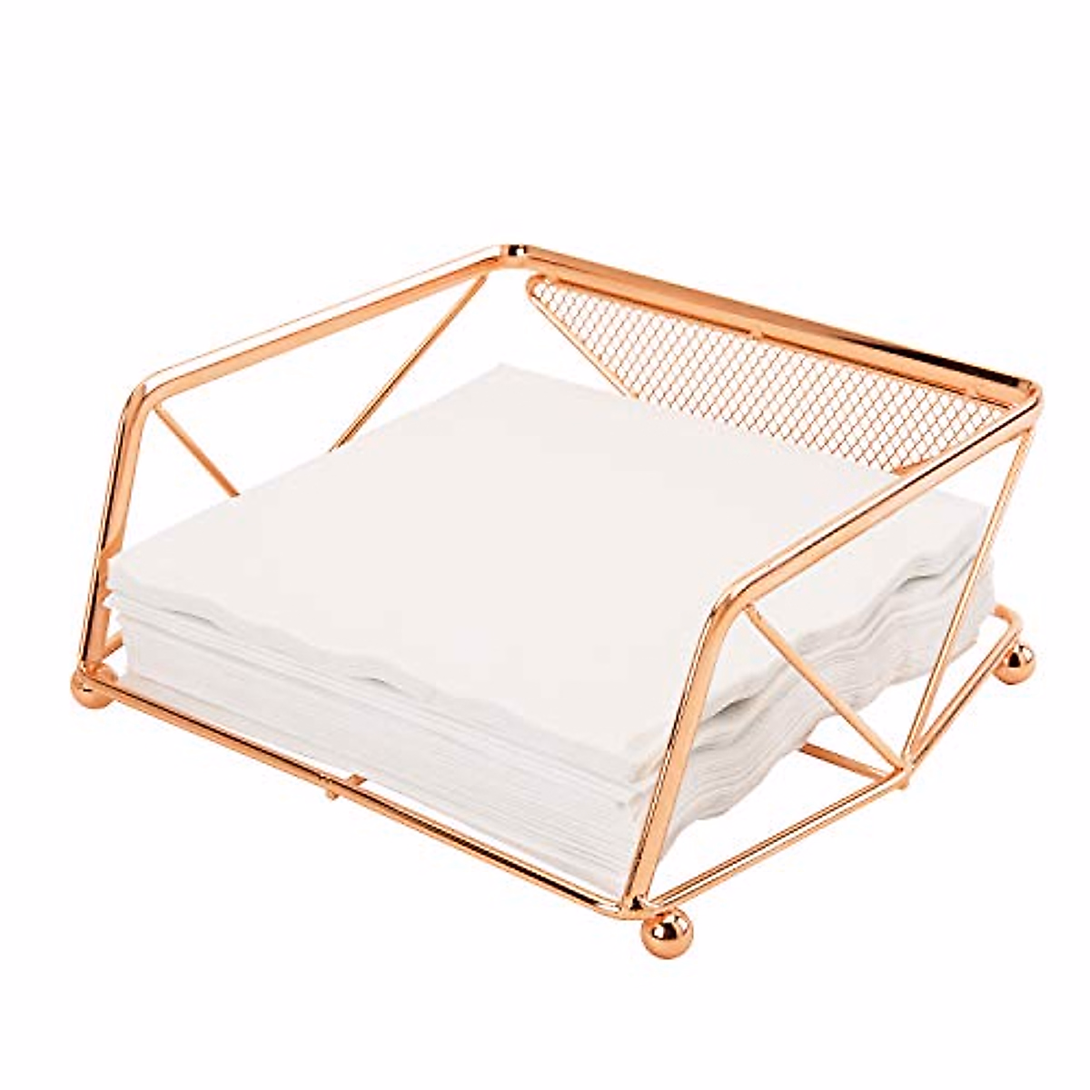Kitchen Details Geode Free Standing Napkin Holder | Dimensions: 8. 25"x 7"x 3. 25" | Geometric Design | Freestanding | Rust Resistant | Kitchen Accessories | Chrome, Medium, Copper