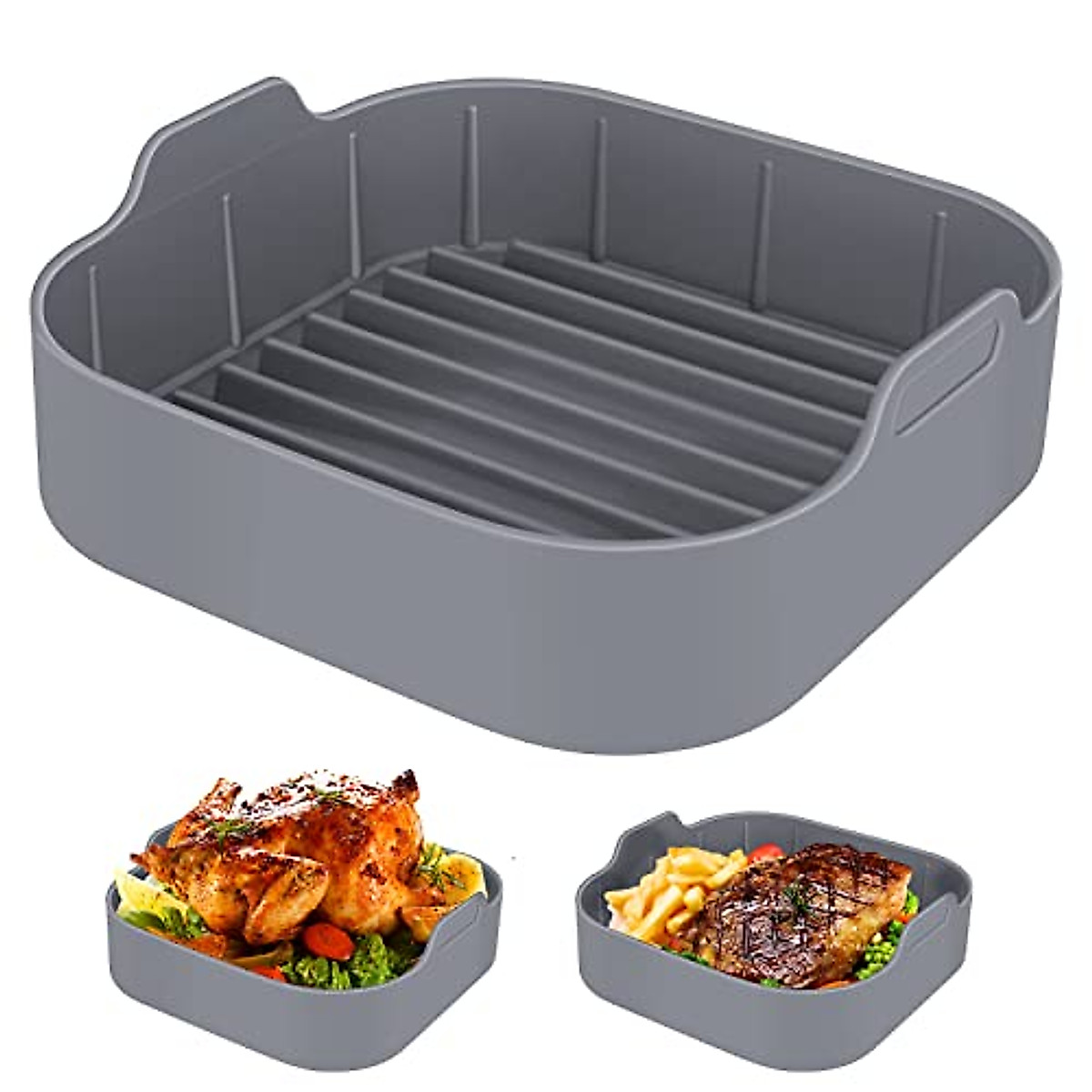 Air Fryer Reusable Liner (8-inch), FGSAEOR Oven Insert Silicone Bowl, Replacement of Parchment Paper Liners, Non Stick Basket for Baking Cooking