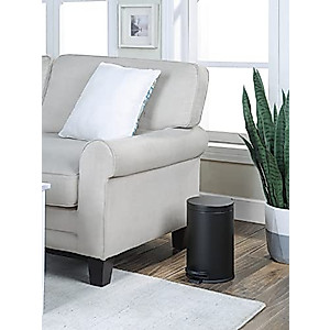 SunnyPoint 4.5 Liter / 1.2 Gallon Round Trash Can with Plastic Inner Bucket; Bathroom, Office, Kitchen and Bedroom Step On and Slow Close (BLK)