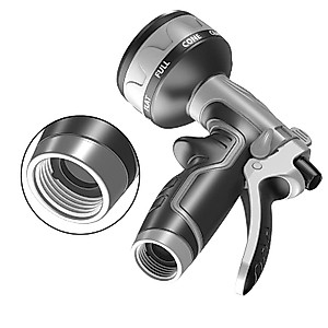 Garden Hose Nozzle,New Upgrade Hose Nozzle,8 Adjustable Watering Patterns Hose Sprayer Nozzle & Water Hose Nozzle, Hose Sprayer Suitable for Watering Plants/Washing Cars/Showering Pets (Grey)