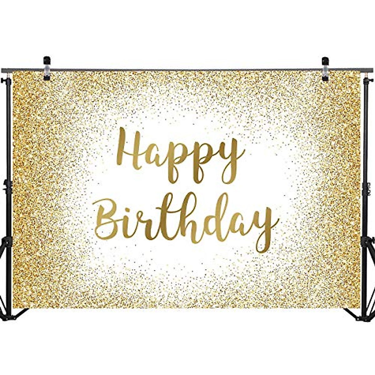Mocsicka Happy Birthday Backdrop Gold Birthday Photo Backdrops for Women Men 7x5ft Golden Glitter Sweet 16 Birthday Photography Background