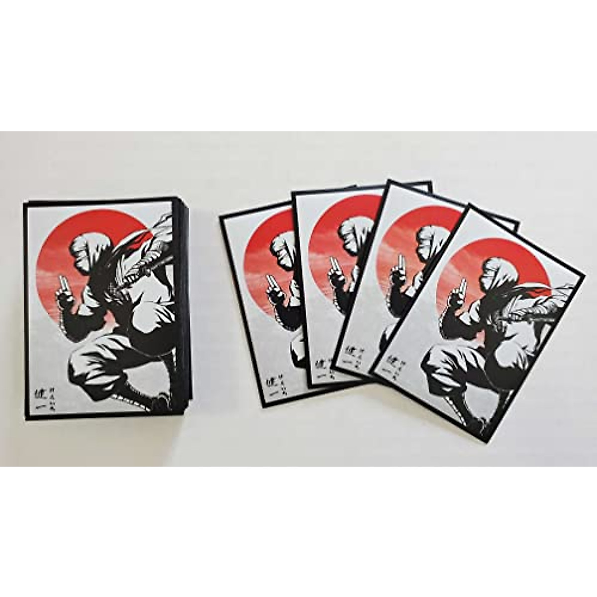 Fantasy North - Kenichi - Shadow Clan Ninja - 100 Smooth Matte TCG Trading Card Sleeves - Black Border - Fits Magic MTG Commander Pokemon and Other Card Games - Playing Card Sleeves