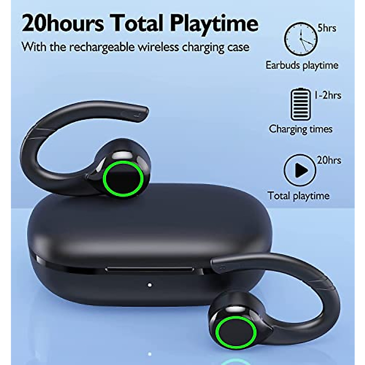Wireless Earbuds Bluetooth 5.2 Wireless Sports Bluetooth Earphones in Over Ear Headphones with Earhooks Built-in Mic Headset for iPhone 14 Pro Max Android Running Outdoor Workout Sports