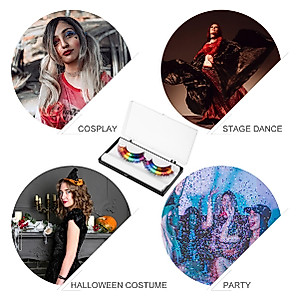 Rainbow Eyelashes 6 Pairs Colorful Tinsel Glitter Lashes Halloween False Lashes Rainbow Accessories For Christmas Circus Dance Dress Cosplay Costumes Supplies