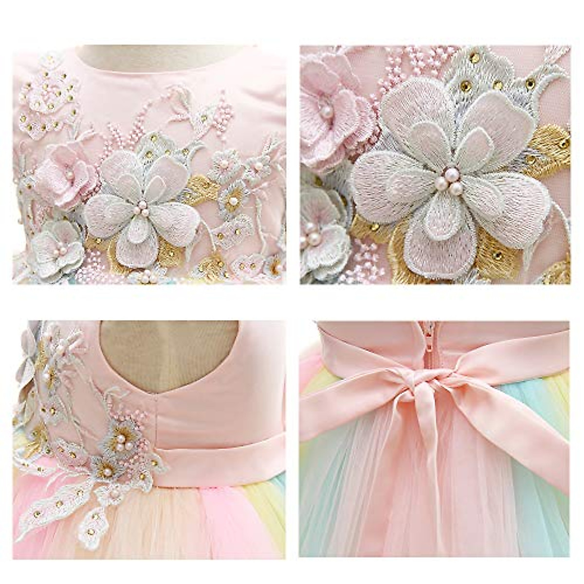 Xangirl Baby Girl Dress Formal Flower Toddler Baptism Christening Tutu Dress for Party Wedding Birthday 0-24 Months