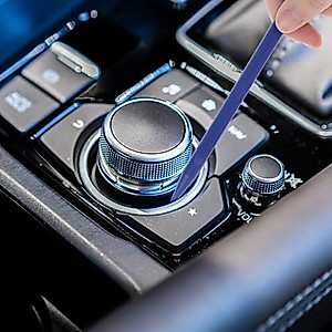 Jeffdad 9 Pieces Plastic Scraper Tool, Multi-Purpose Carbon Fiber Plastic Scraper Non-Scratch Kitchen Scraper Cleaning Pen for Tight Spaces, Kitchen, Crevices, Food, Paint(Black+Orange+Blue)