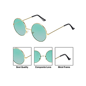 Blulu 10 Pairs John Hippie Sunglasses Retro Round 60's Style Circle Sunglasses Eyewear for Men Women Costumes Parties Gifts(Gold Frame)