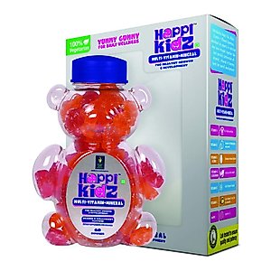 Organic Touch British Life Sciences Happi Kidz Multivitamin Gummies for Kids (60 Gummy Bears) with Vitamins and Minerals for Growth and Immunity, Orange & Strawberry Flavour