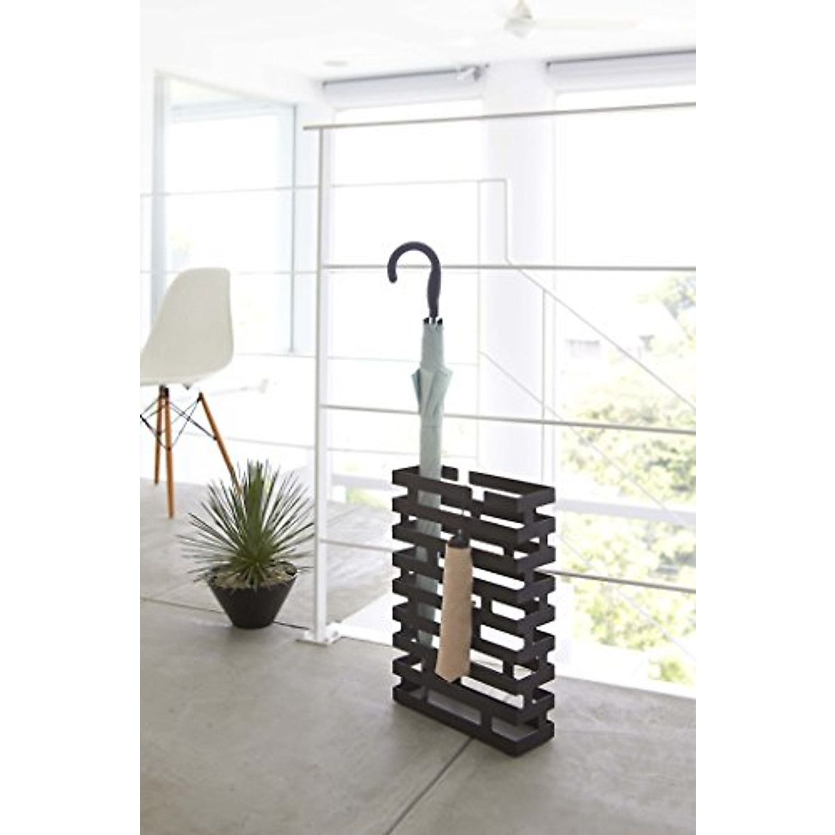 Hang or Stand Wide Modern Umbrella Rack in Black Finish
