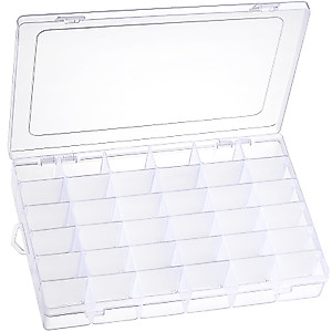 2 Pack 36 Grids Clear Plastic Organizer Box with Adjustable Dividers, Small Craft Organizers and Storage, Compartment Container for Bead, Nail, Jewelry, Art, DIY Crafts, Fishing Tackle, Small Items