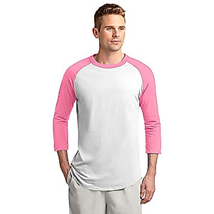 SPORT-TEK Colorblock Raglan Jersey. T200 White/Bright Pink 4XL