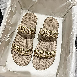 Beach Slippers for Women Summer Fashion House Slippers Open-Toe Breathable Casual Beach Shoes Sandals (Yellow, 7)