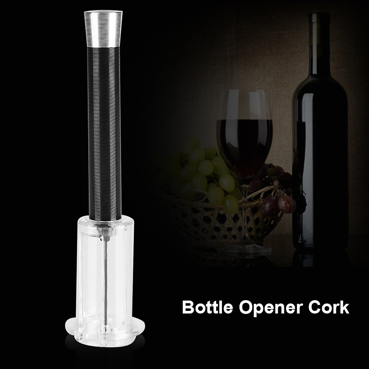 Cork Popper Electric Wine Opener Easy Air Pump Pressure Red Wine Bottle Opener Cork Remover Corkscrew Tools, Wine Cork Remover Pump, Bottle Opener, Cork Out Tool (Black)
