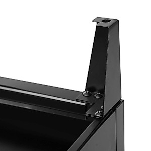 FurnitureR Office File Storage Console Cupboard Metal Cabinet 3 Door Cupboard Locker Organizer with Walnut MDF Top Black Metal Frame