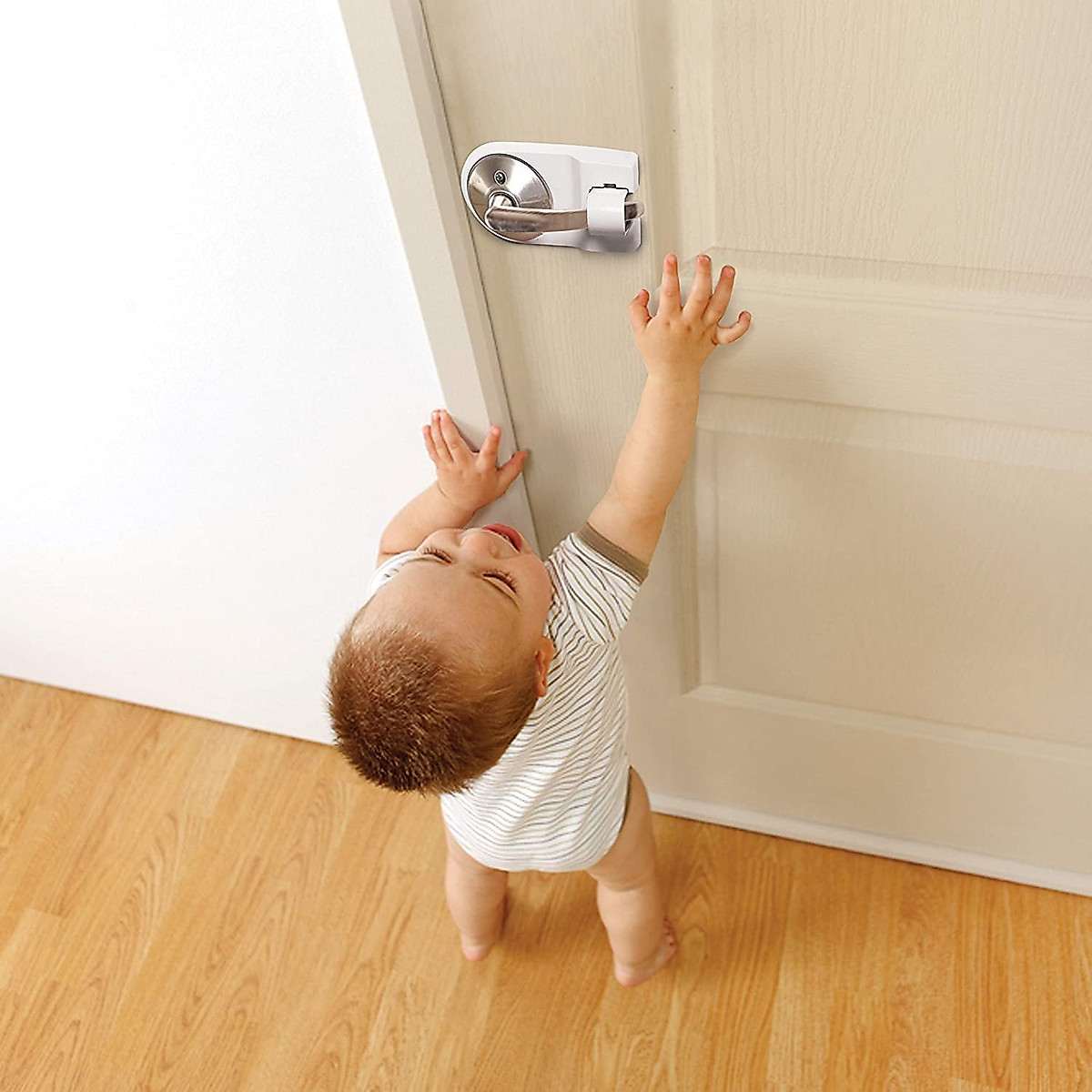 Dreambaby Child Safety Lever Door Lock - Fits Most Lever Doors Handle - Baby Proofing Doorknob Guard, White - 1 Pack