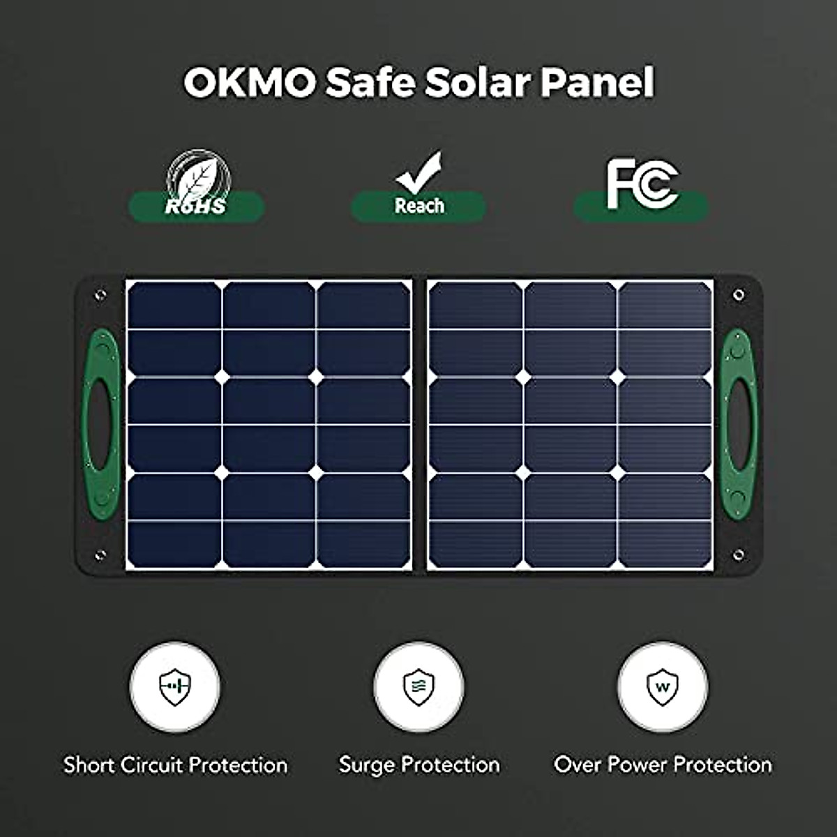 OKMO OS100 Portable Solar Panel for OKMO G1000/G2000 Portable Power Station Foldable Solar Charger with USB Outputs for Outdoor RV Camping Off Grid Solar Power Backup