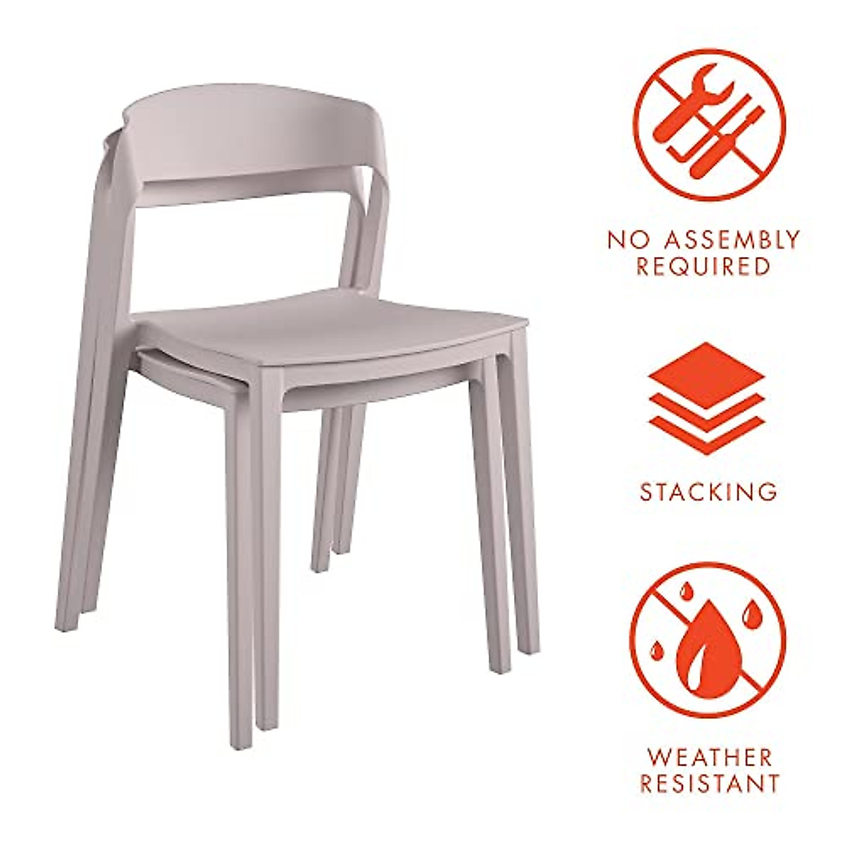 Cosco Outdoor/Indoor Stacking Resin Chair with Ribbon Back, 2-Pack, Pink