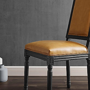 Modway Court French Vintage Vegan Leather Dining Chair in Black Tan